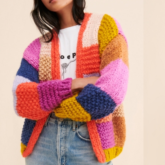 SAACHI | Sweaters | Saachi Rainbow Chunky Knit Cardigan | Poshmark